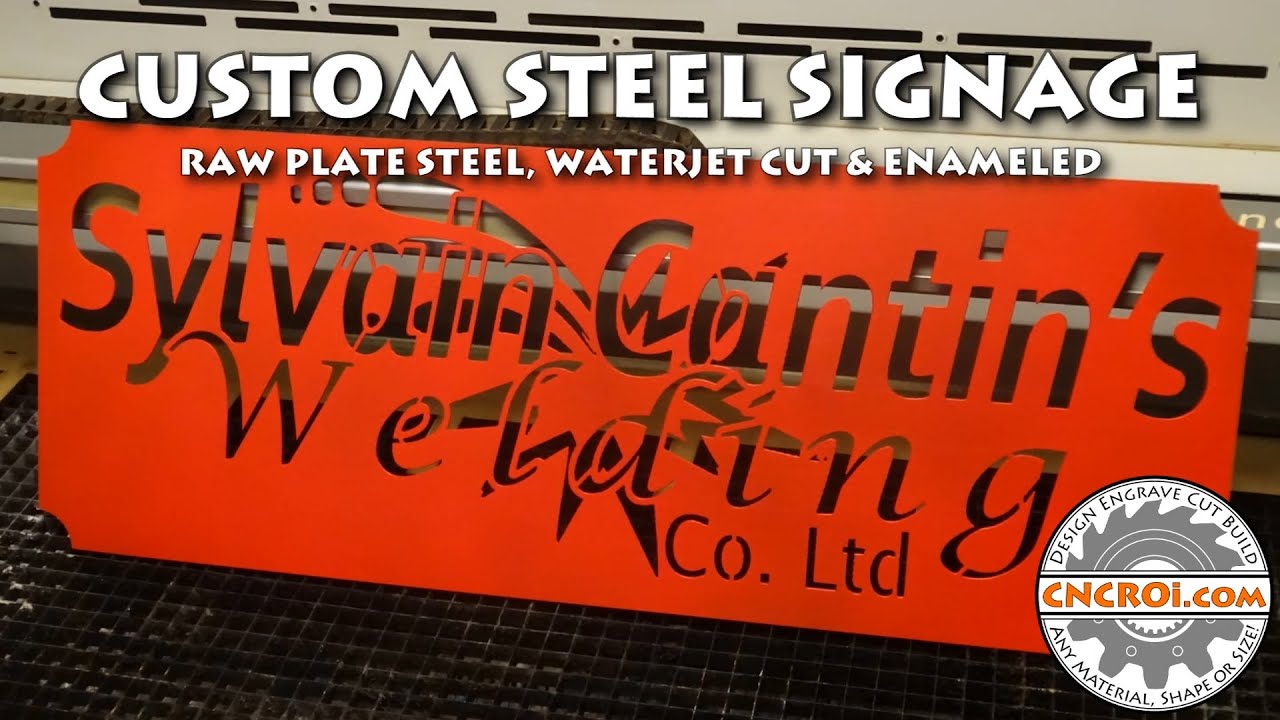 Custom Steel Signage: Raw Plate Steel, Waterjet Cut & Enameled - YouTube