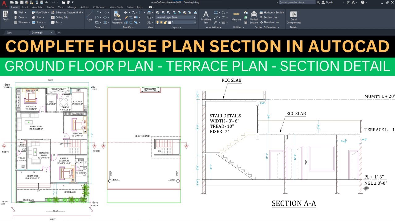 Building Cross Section | How to Draw Cross Section Autocad | Autocad ...