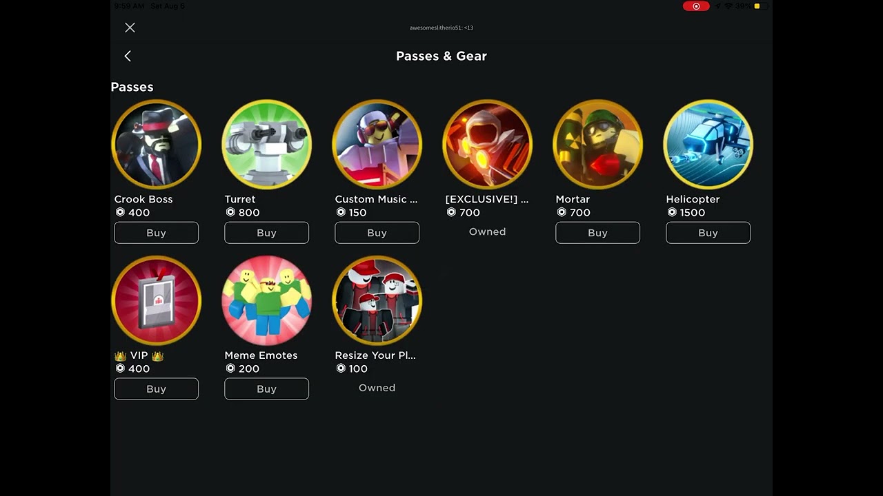 Buying gamepasses in TDS - YouTube