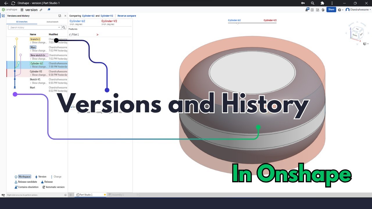 Version and History in Onshape | Branches in Version | Learn Onshape ...