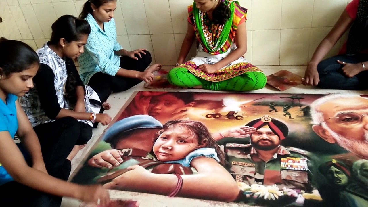 Surgical indian army rangoli art - YouTube