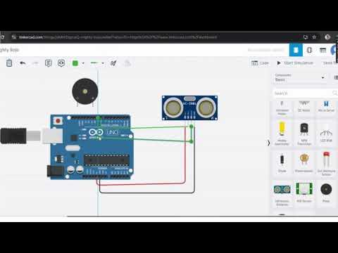 Security System with Ultrasonic Sensor and Arduino in Thinkercad - YouTube