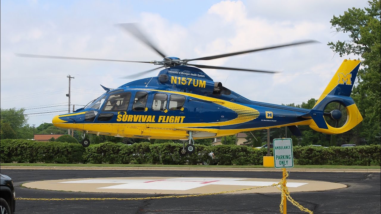 U OF M SURVIVALFLIGHT 2 (N157UM) AIRBUS H155 B1 LANDING/LIFTING FROM ...