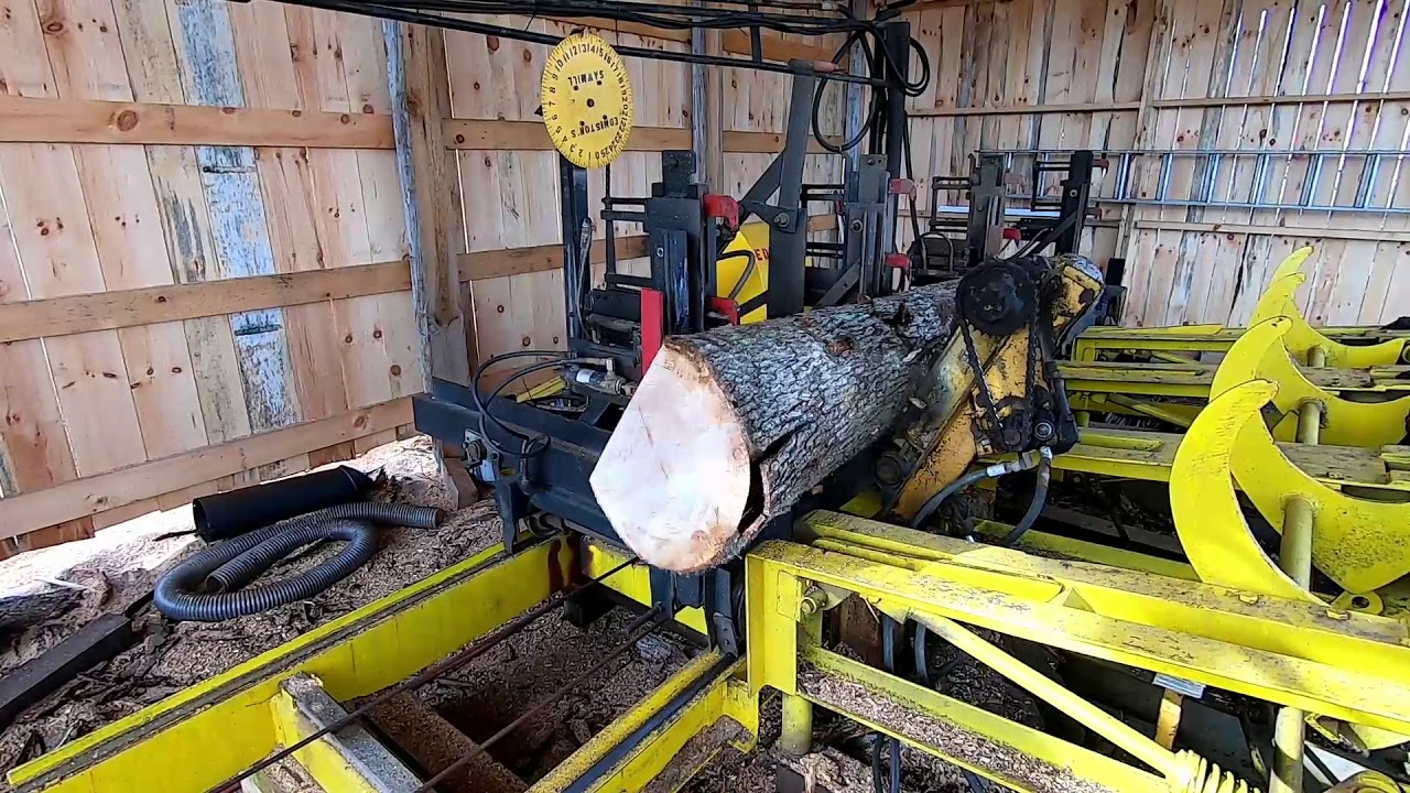 sawing a white oak mantle - YouTube