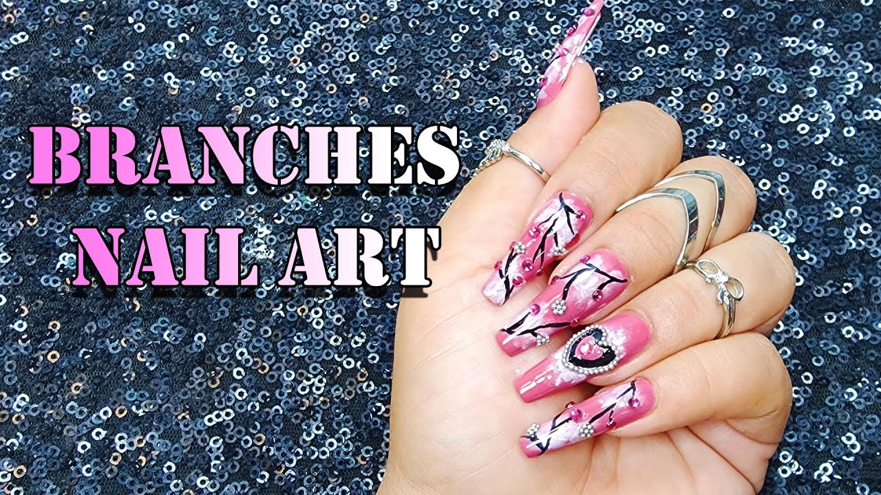 Branches Nail Art | Rose4you - YouTube
