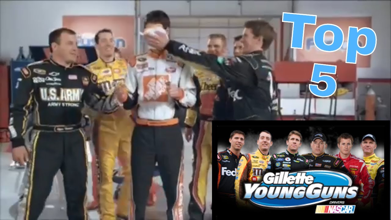 Top 5 NASCAR Gillette Young Guns Commercials - YouTube