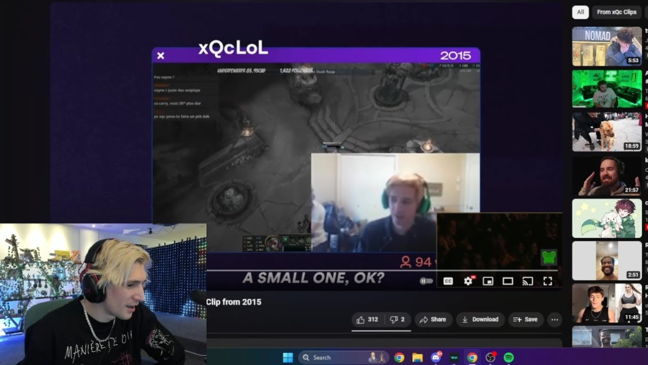 xQc reacts to Streamer Awards Playing old Video of him from 2015 - YouTube