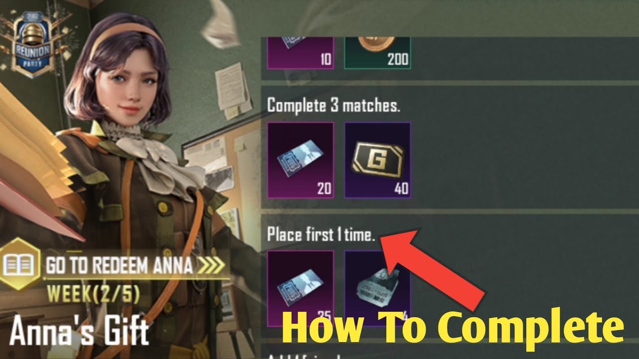 Place First 1 Time | How to Complete Anna's Gift Mission | PUBG Mobile ...