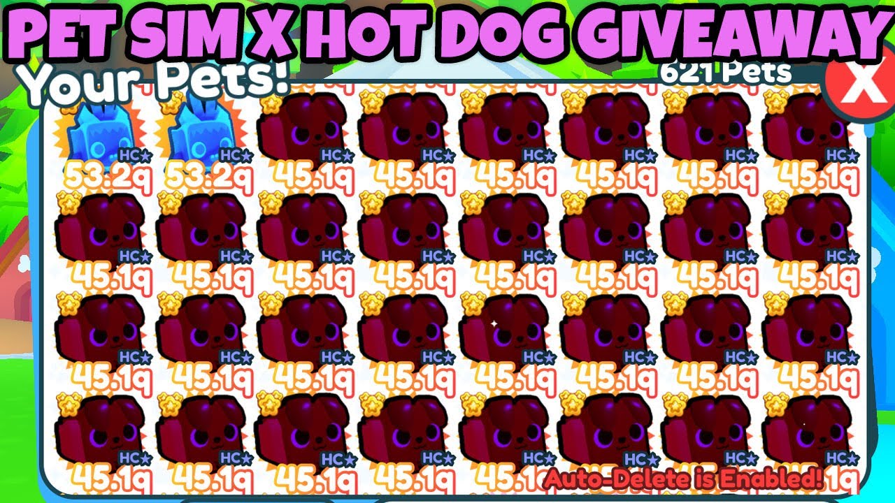 🔴 LIVE PET SIMULATOR X GIVEAWAY FREE HARDCORE HOT DOG MYTHICALS PETS ...