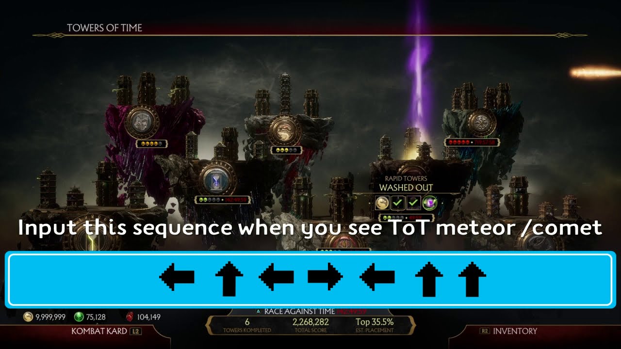 Mortal Kombat 11 - My first time playing ToT meteor / comet tower - YouTube