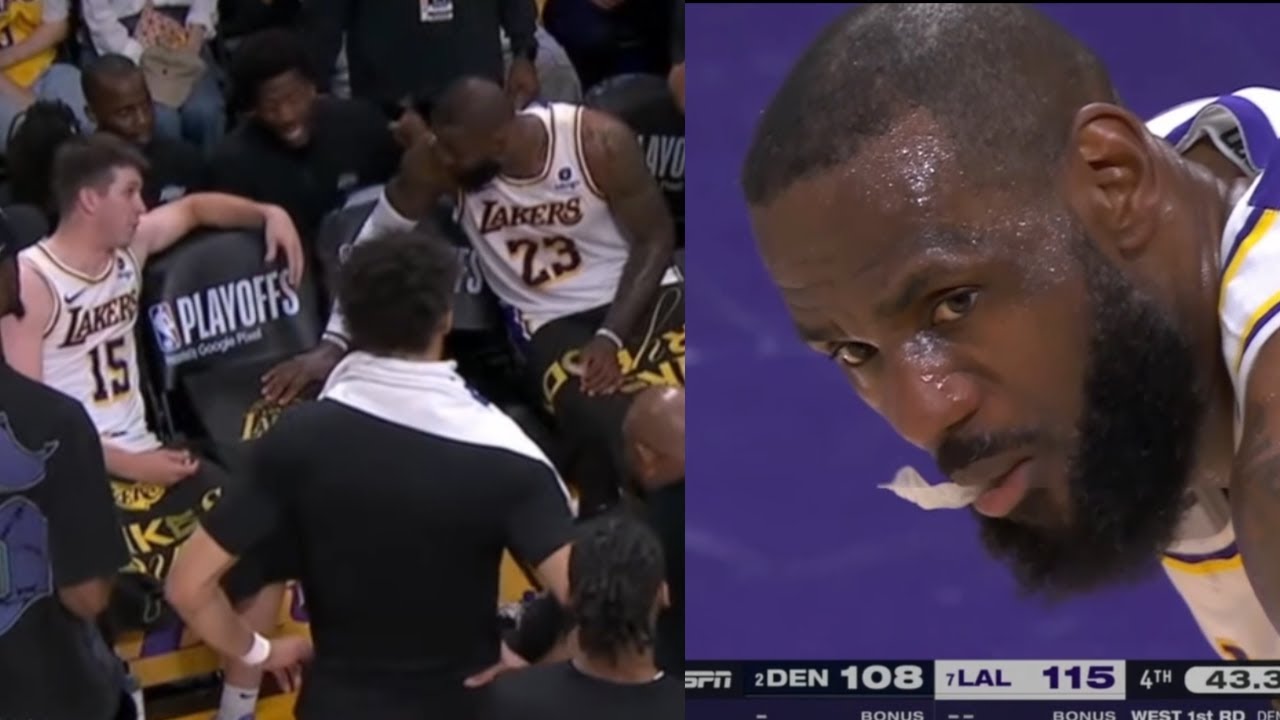 LBJ TO TEAM "LISTEN! WE NOT GETTIN SWEPT!" THEN TAKES OVER 4TH! FULL TAKEOVER! LET IT ALL OUT ...