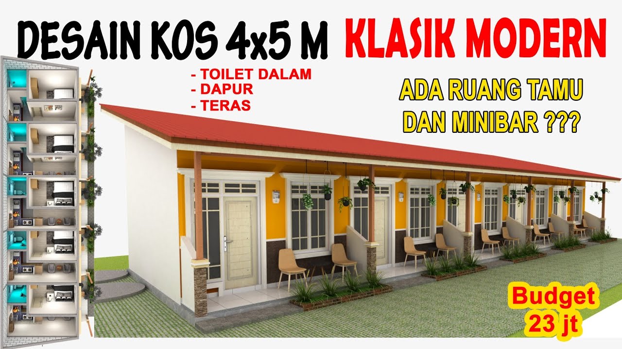 DESAIN KOS KOSAN 4X5 M Bergaya KLASIK MODERN Ruang Tamu Minibar