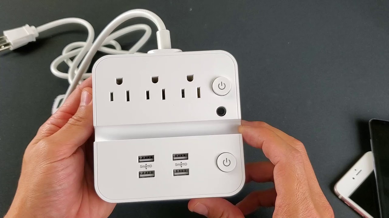 Smart Power Strip 3 AC Outlets & 4 USB Ports (100-240V) Great for ...