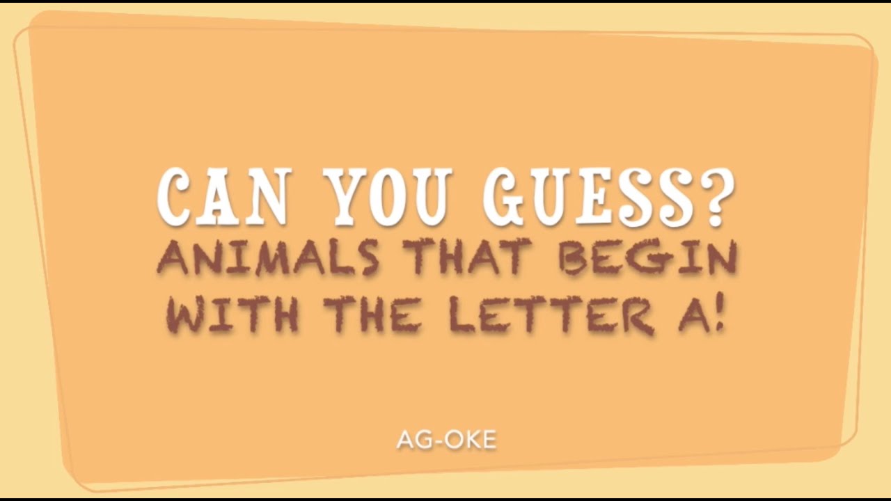 AG OKE - ANIMALS THAT BEGIN WITH THE LETTER A - YouTube