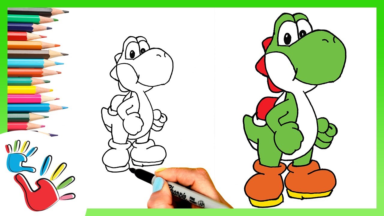 How to Draw Yoshi from Super Mario Bros. | Easy Step-by-Step Tutorial for Kids - YouTube