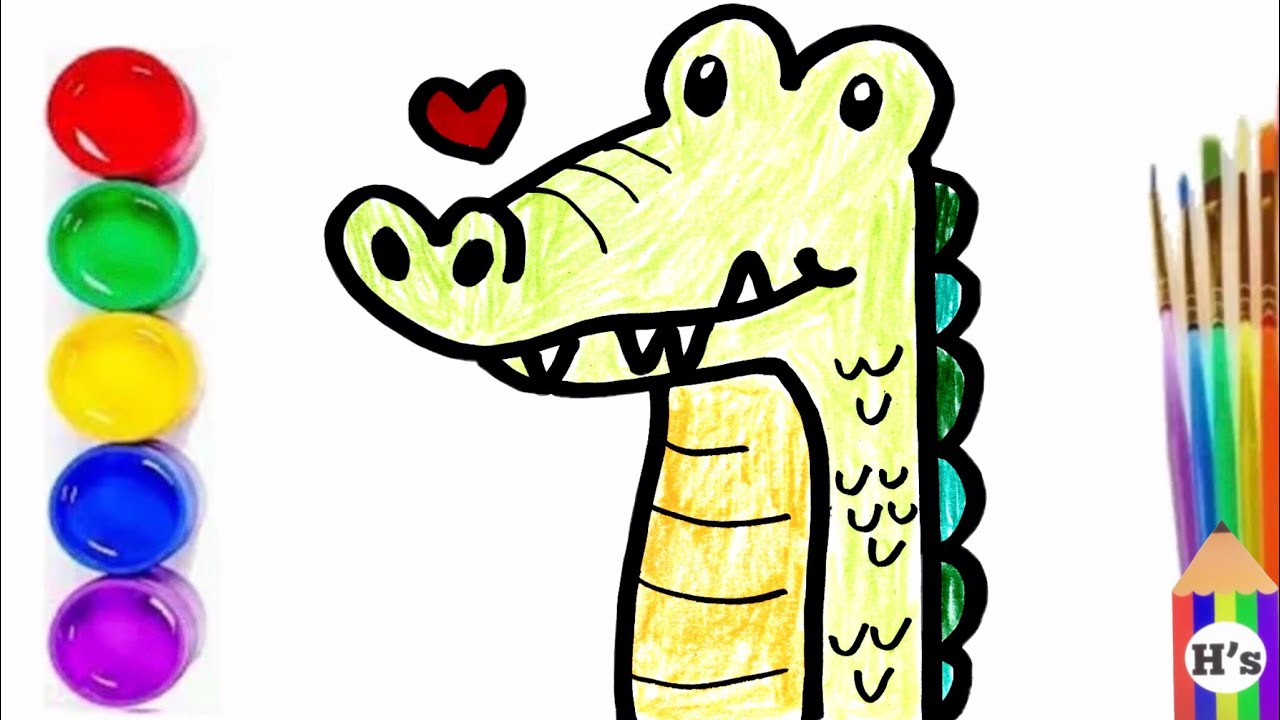How To Draw a Cute Crocodile | рисунок крокодила для детей | Bolalar ...