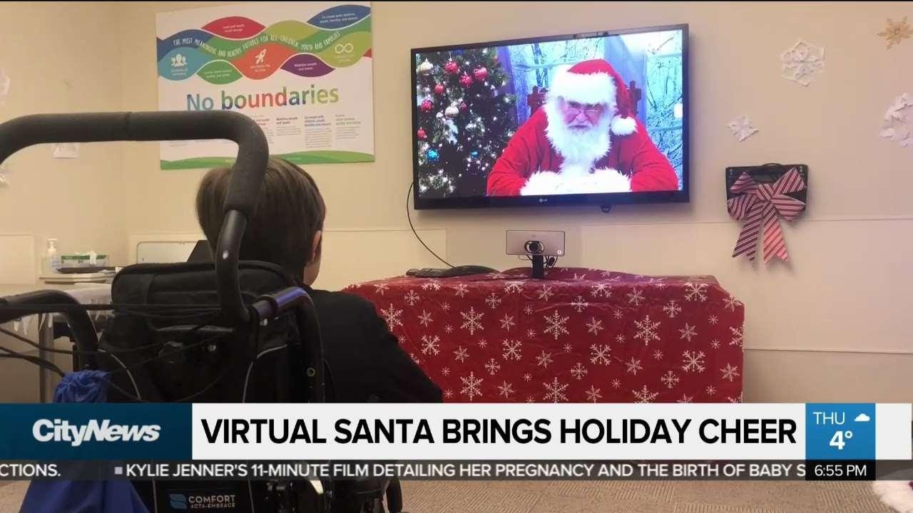 Santa visits with kids at rehab centre via video - YouTube