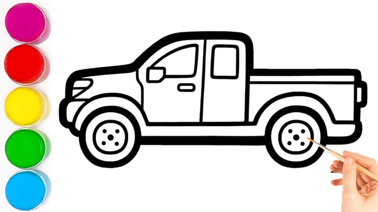 Pickup Truck 🛻 Easy and Simple drawing easy with colours - YouTube