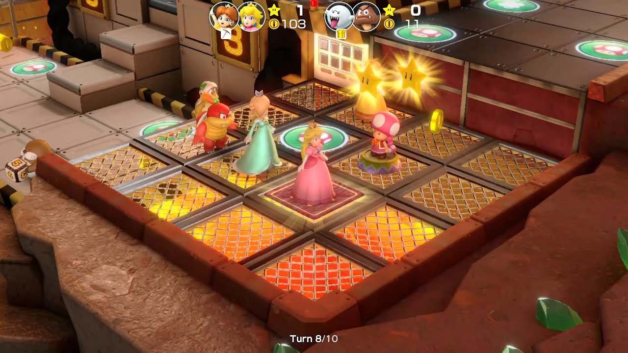 Super Mario Party Partner Party Gold Rush Mine Daisy Peach vs Boo ...