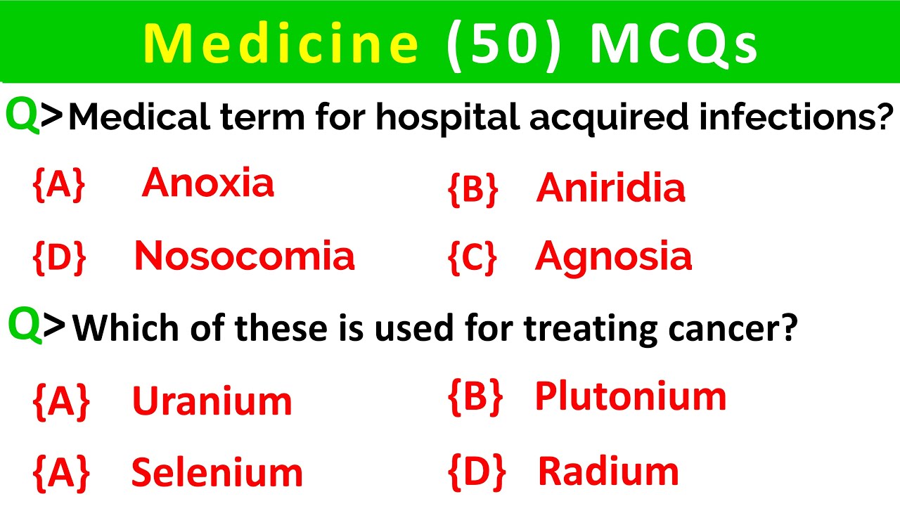 Medicine [50] Mcqs With Answers-General Medicine Mcqs || Mdcat Mcqs ...
