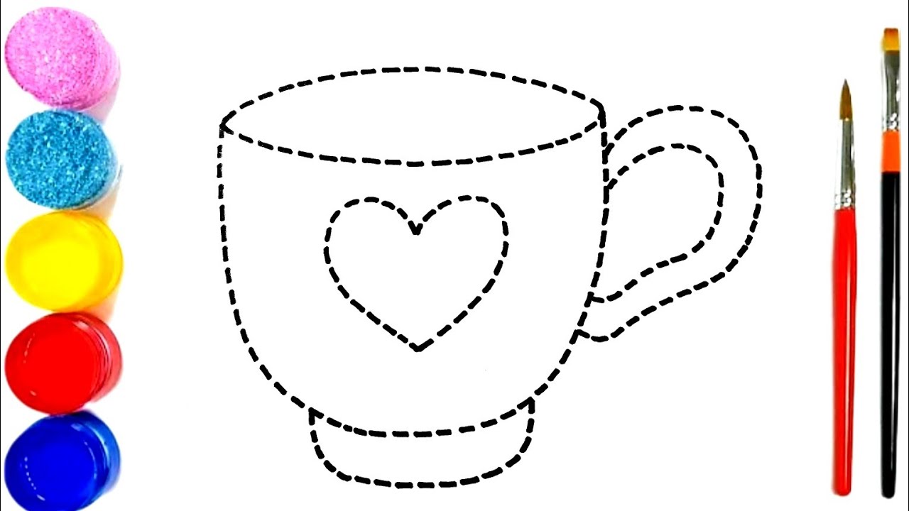 Cup 🍵 Drawing, Painting 🖌️ 🎨 and Coloring for Kids and Toddlers| Draw ...