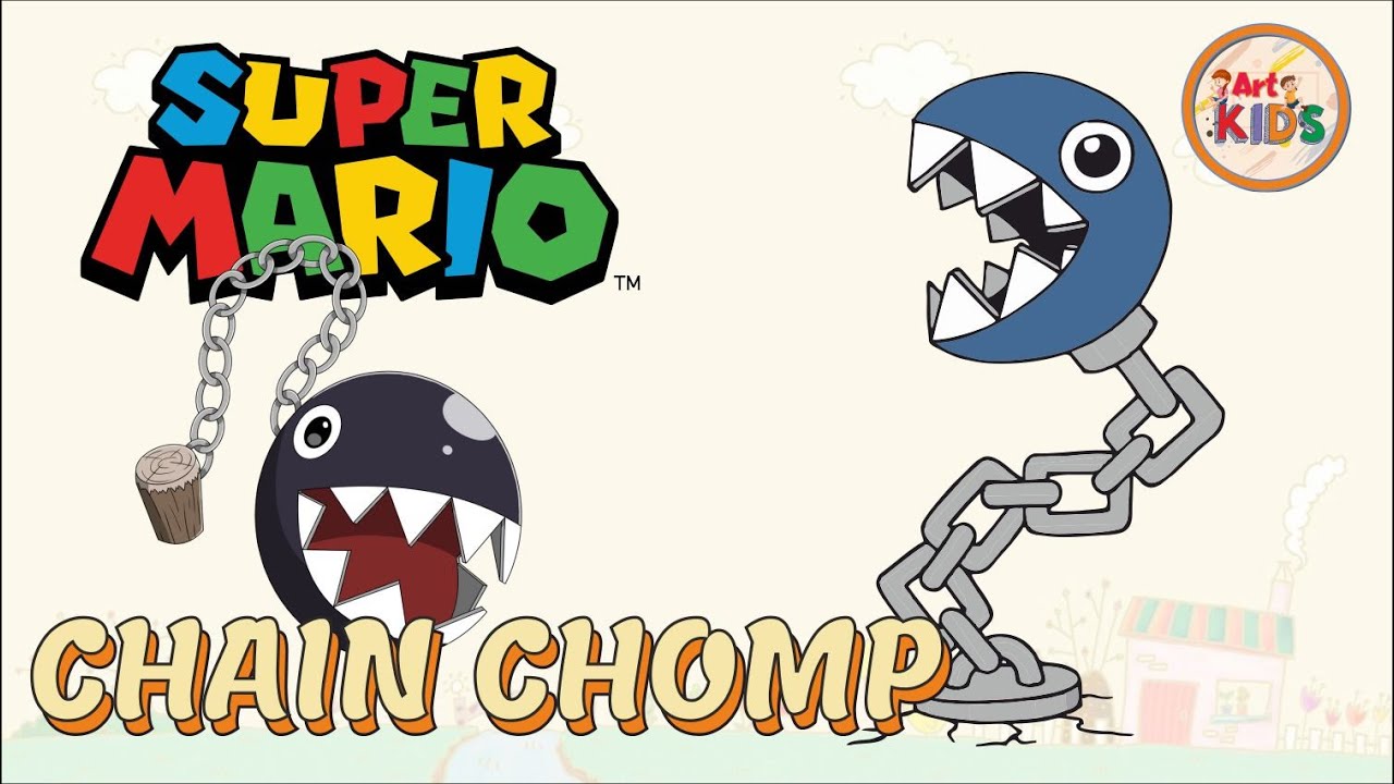 How To Draw Chain Chomp From SUPER MARIO - YouTube