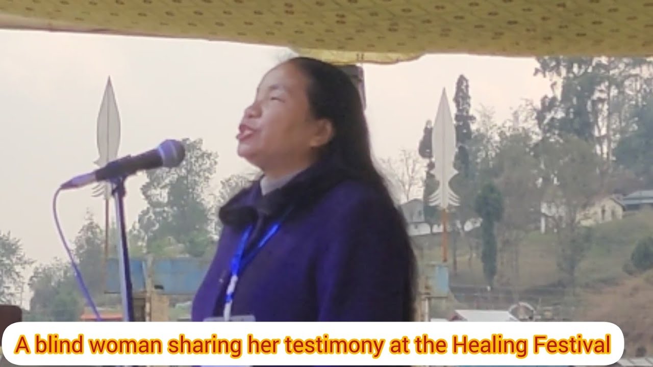 A blind woman sharing her testimony at the Healing Festival at Phek ...