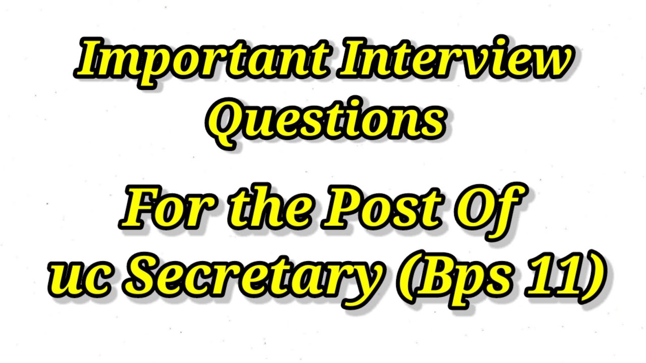 STS 5-15 Interview|UC secretary Jobs Interview Questions|Sindh Local ...