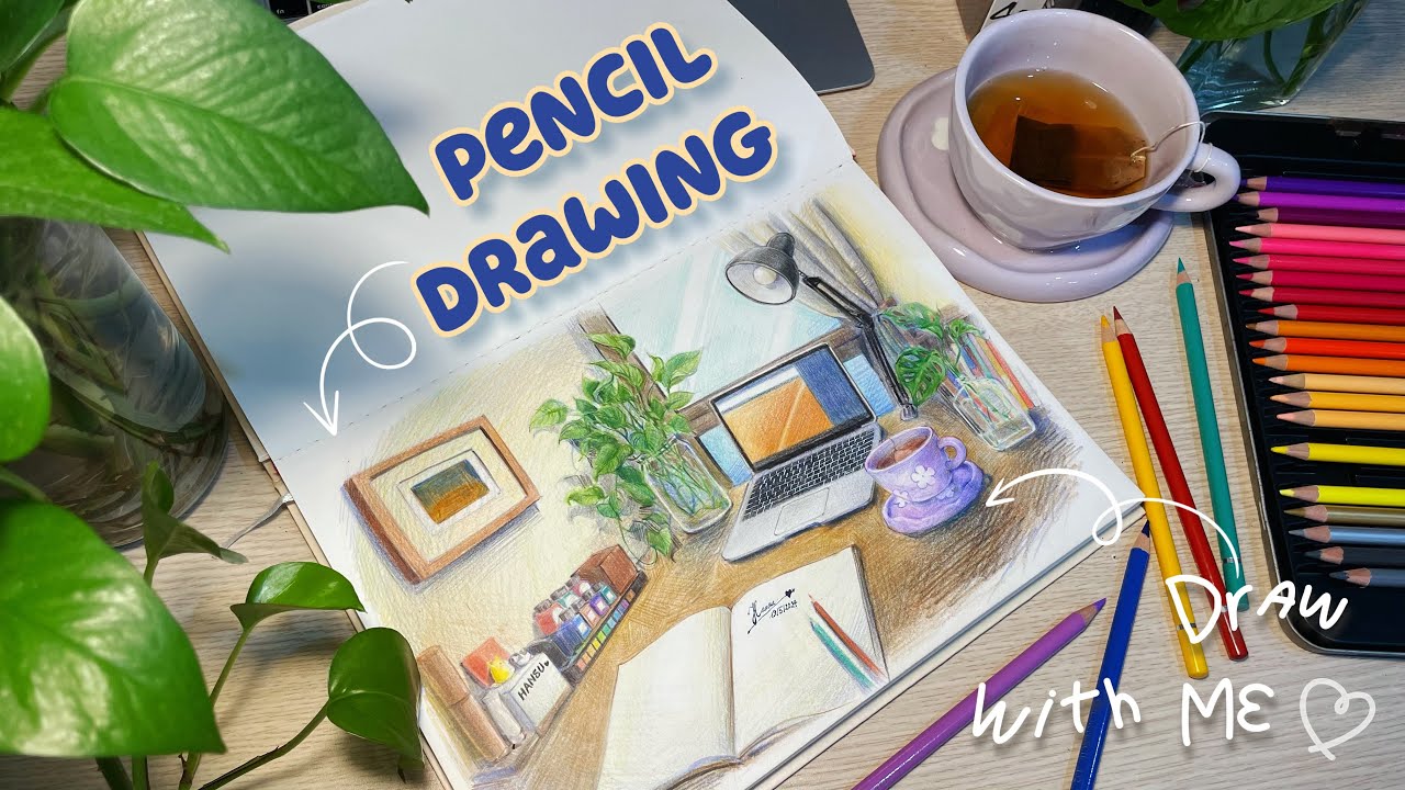 Pencil Drawing | Unboxing New Sketchbook | Draw with me - YouTube
