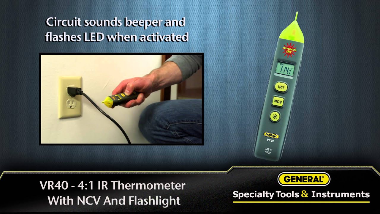 VR40 - 4:1 IR Thermometer with NCV and Flashlight - YouTube