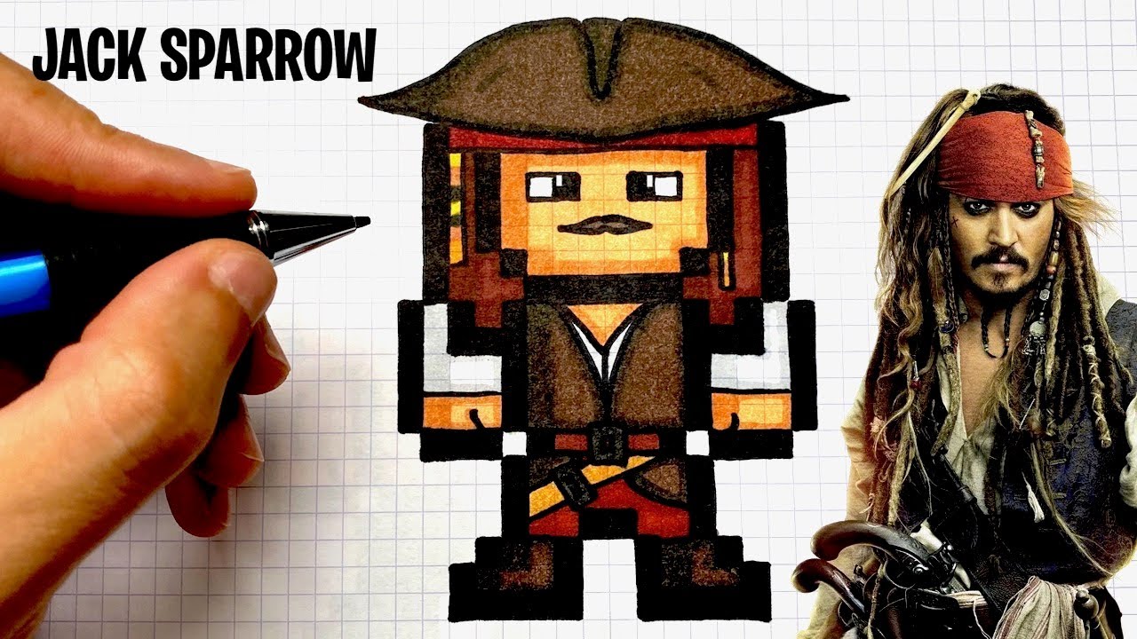 COMO DIBUJAR JACK SPARROW PIXEL ART - YouTube