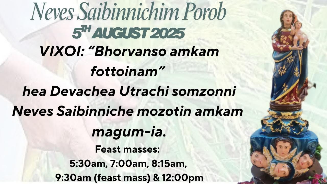 Feast Mass||5th August 2025||Our Lady of Snow Church||Raia - YouTube