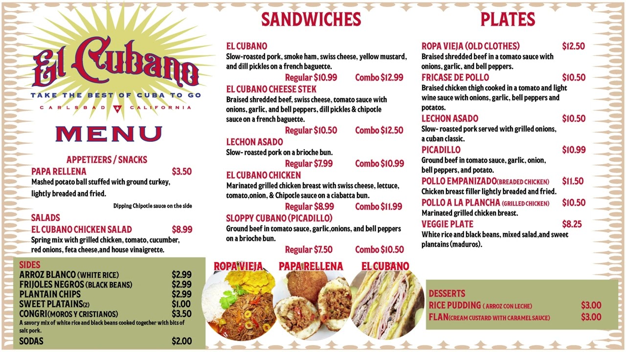 El Cubano Carlsbad Tv Menu V2 - YouTube