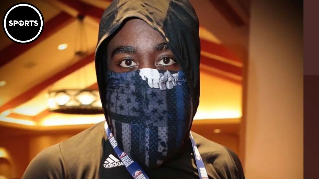 James Harden Wears Thin Blue Line Face Mask - YouTube