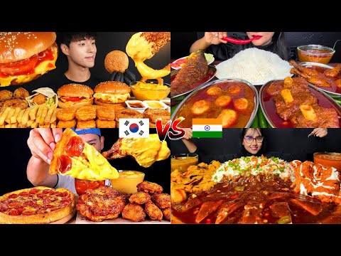🔥KOREAN FOOD vs INDIAN FOOD🥵🌶️Epic Mukbang Challenge Compilation 🍜🔥