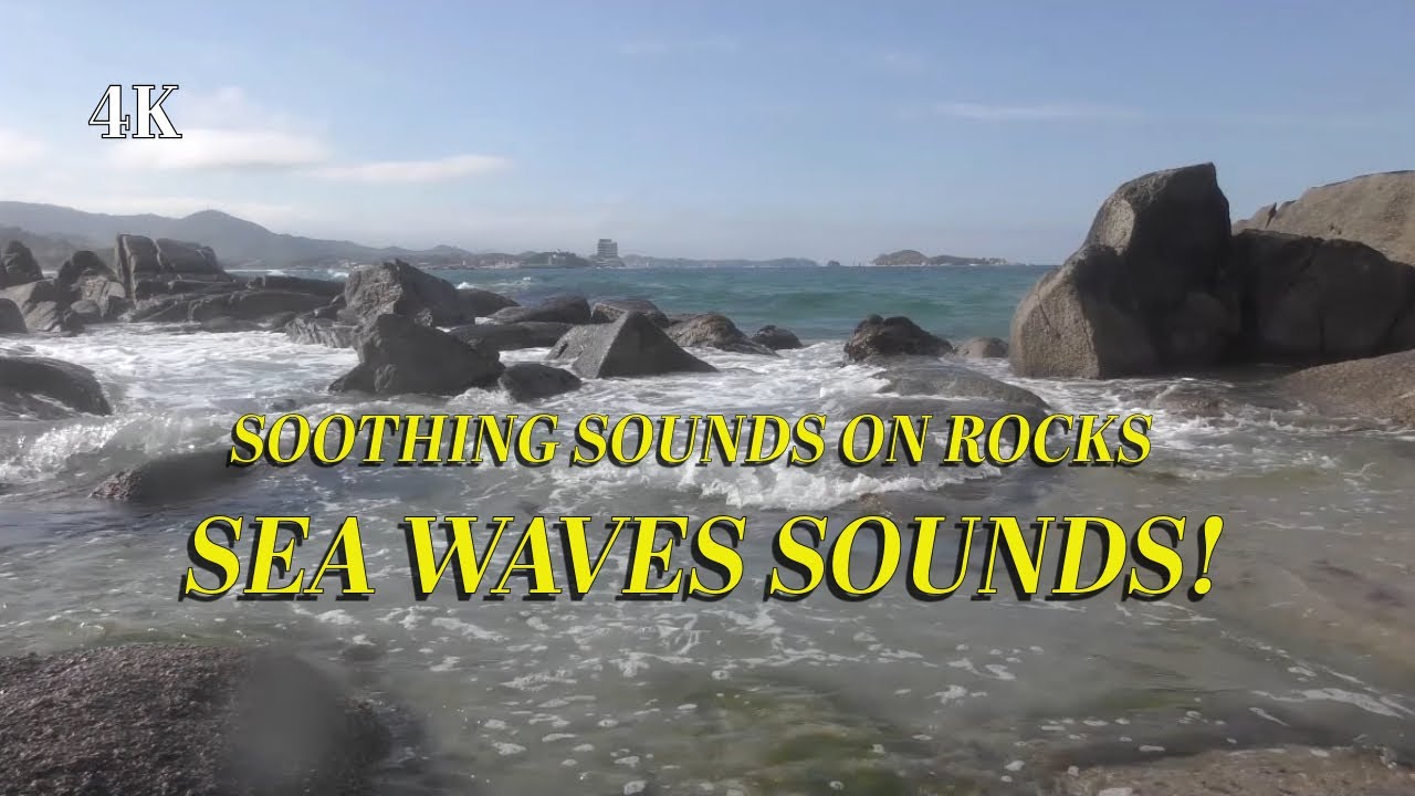soothing sounds of sea waves on rocks - 4k ! - YouTube