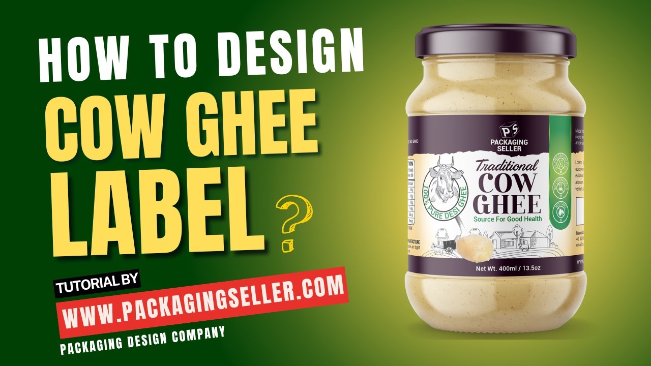 Cow Ghee Label design Tutorial #learning #illustrator #packagingdesign ...