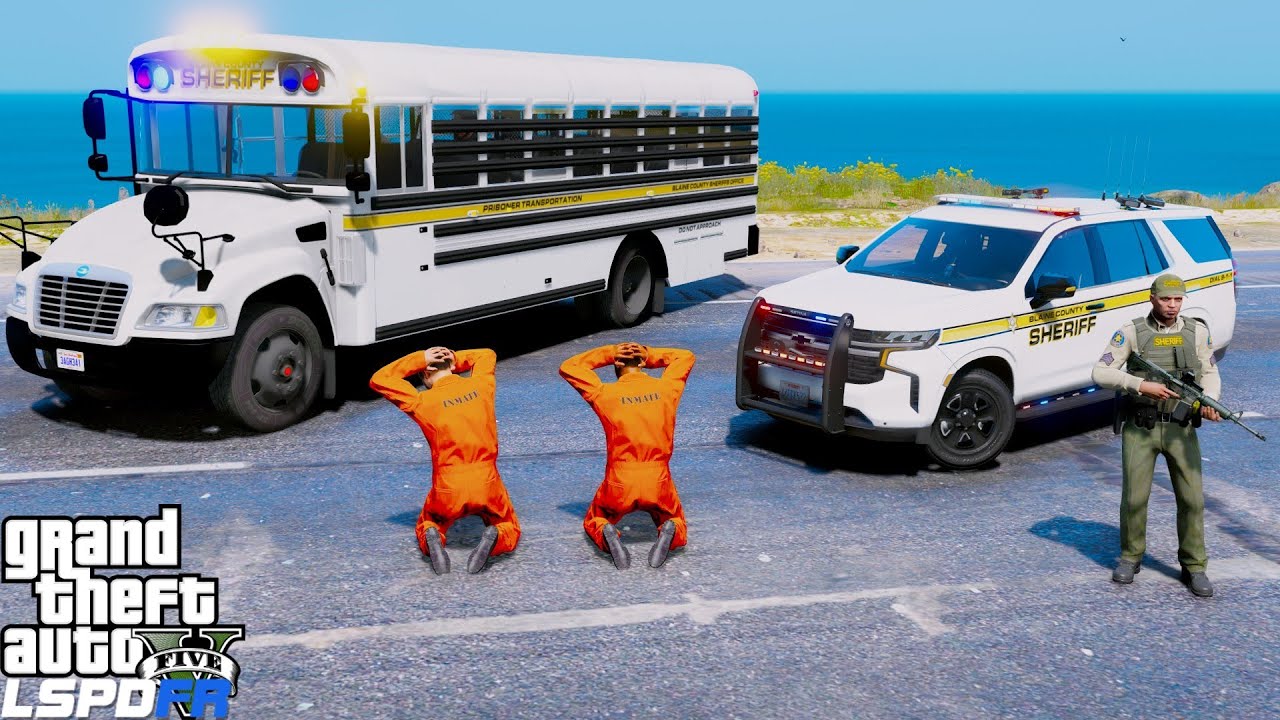 Sheriff Prisoner Bus Convoy Transporting Criminals To Jail In GTA 5 ...