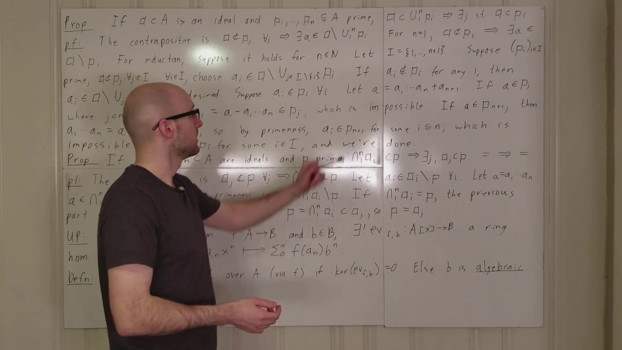 Ring Lecture 5: Prime Avoidance - YouTube