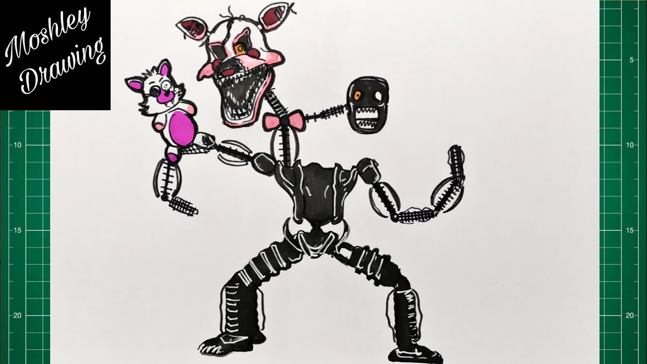 How to Draw Nightmare Mangle from Five Nights at Freddy's - YouTube