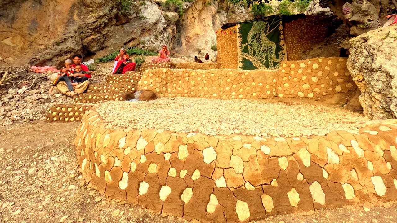 Construction of stairs to inter the nomadic hut and Exterior ...