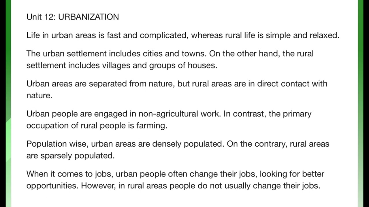 Grade 10, English, Unit 12, URBANIZATION : 12D Listening Section - YouTube