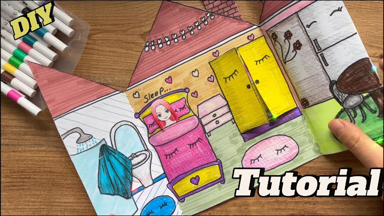 Paper DIY 🏡 Paper Doll house ️ How to Make a Cute Paper House 🥰 Paper ...