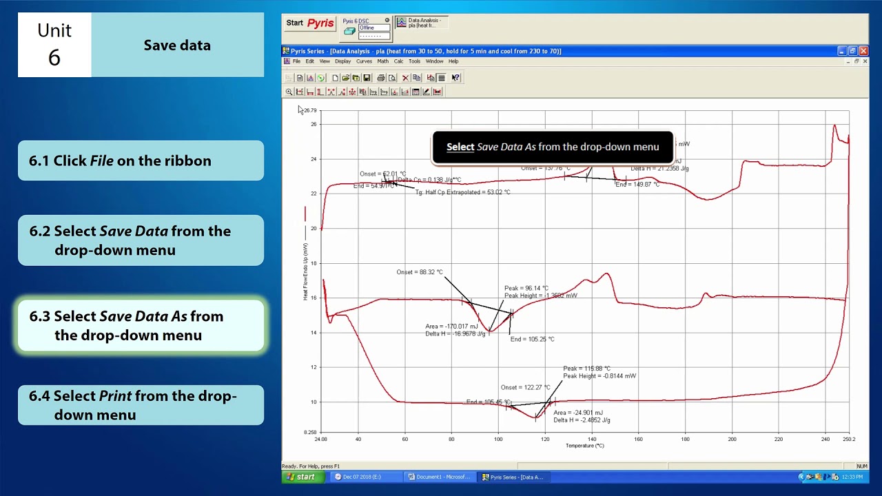 Pyris 6 DSC Software Tutorial : Unit 6 (Save Data) - YouTube