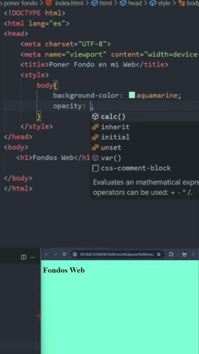 Cómo poner color de fondo a una web #desarrolloweb #css #html #coding - YouTube