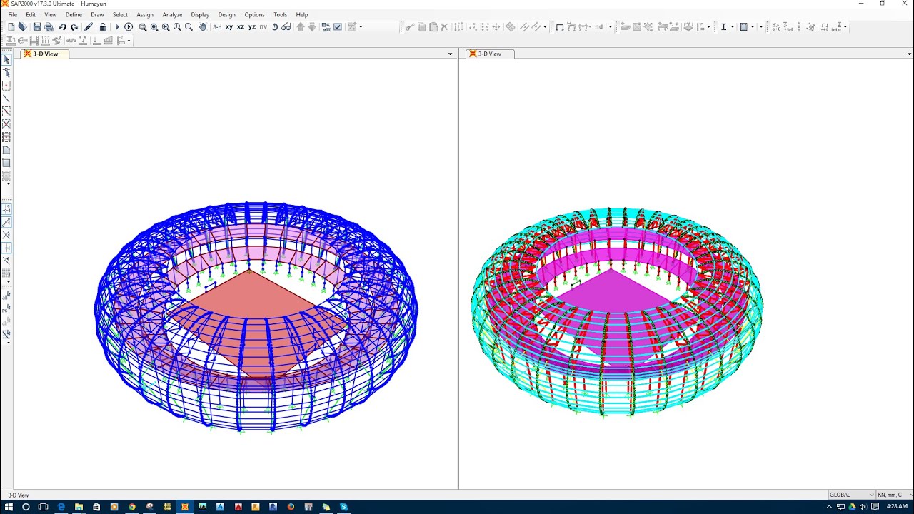 Model & Design Trials of a Football Stadium in SAP2000 Part-2 - YouTube