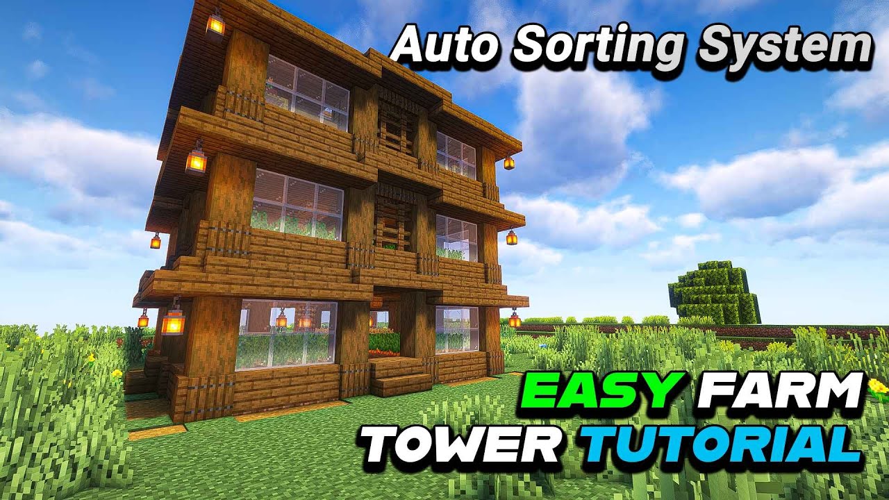 How to Build Farm Tower - Auto Sorting System | Minecraft Easy Tutorial ...