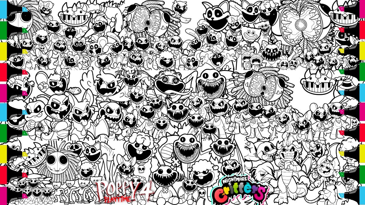 Poppy Playtime Chapter 4 Coloring Pages MIX | YARNABY | Pianosaurus ...