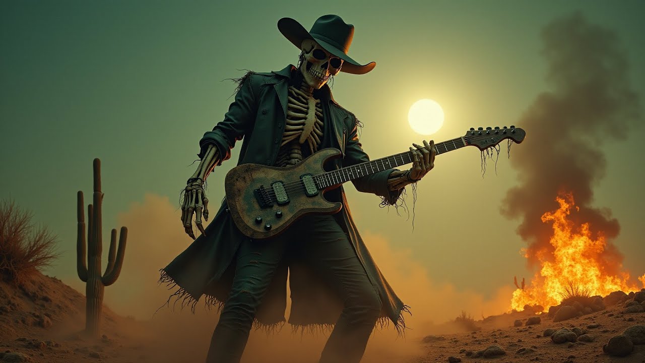 Skeleton Cowboy's Desert Metal: Shredding Guitar Fury Under the Burning ...