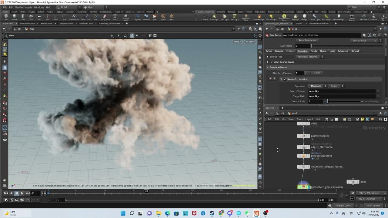 Houdini Pyro Explosion milestone 01 - YouTube